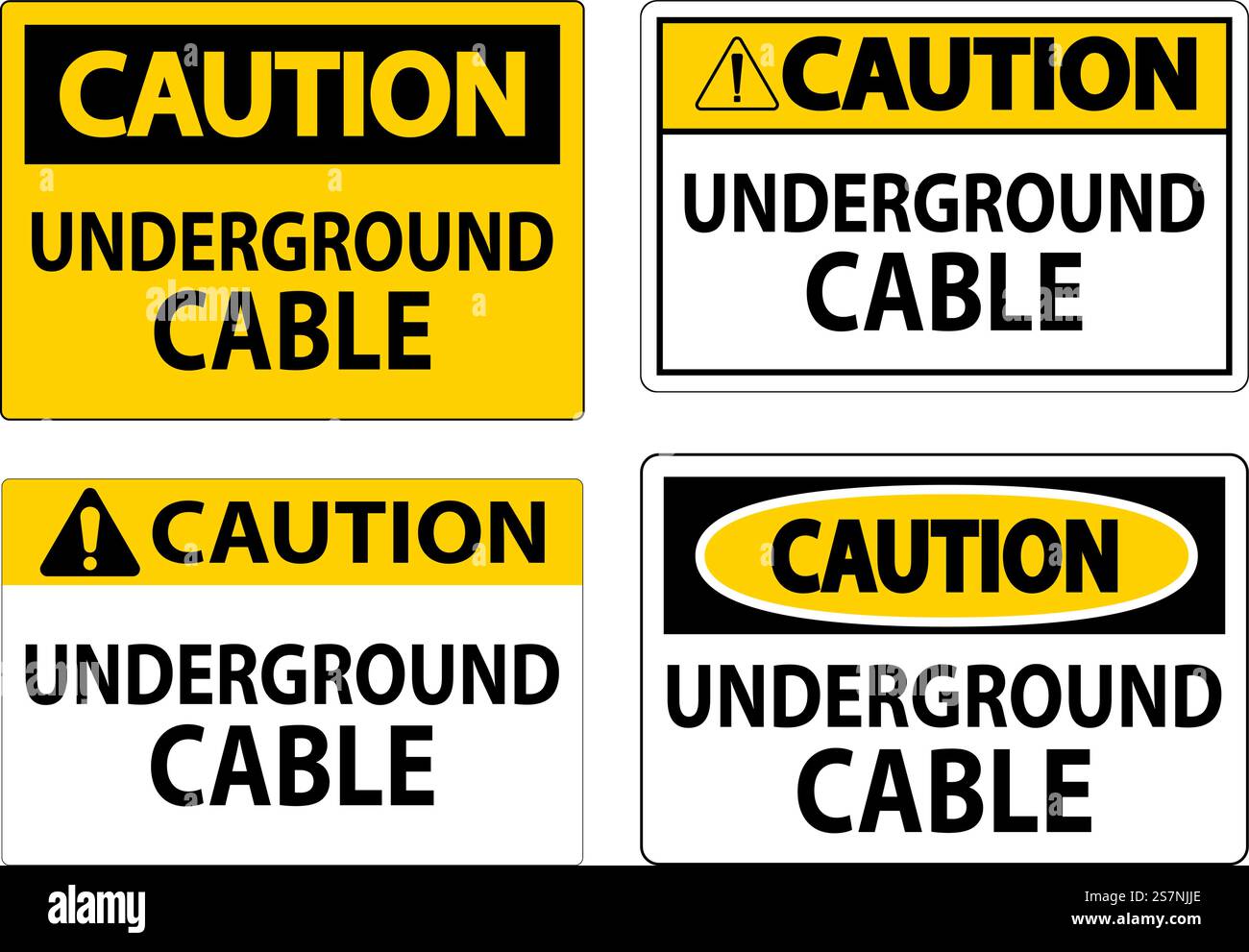 Caution Sign, Underground Cable Stock Vector Image & Art - Alamy