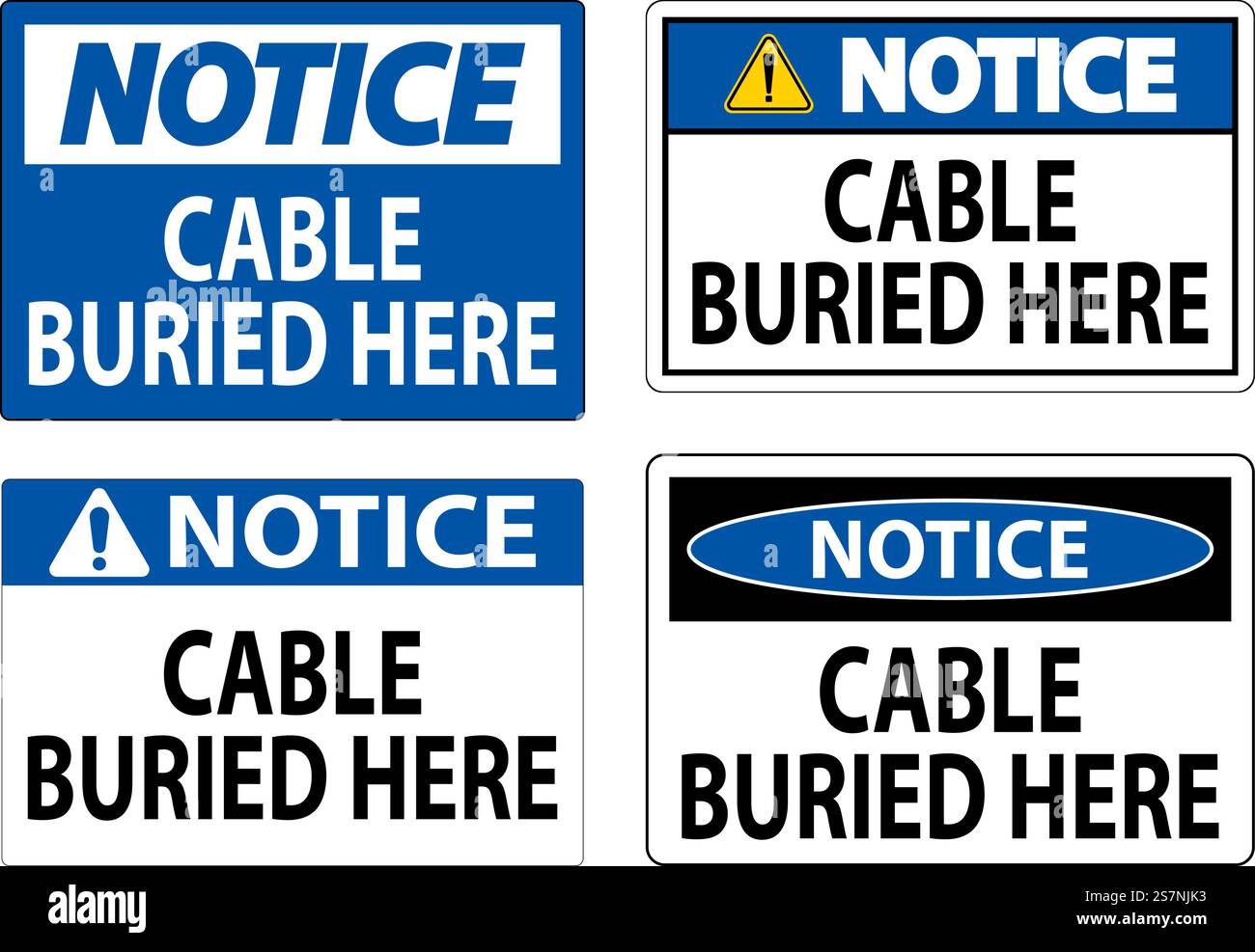 Notice Sign Cable Buried Here On White Bacground Stock Vector Image ...