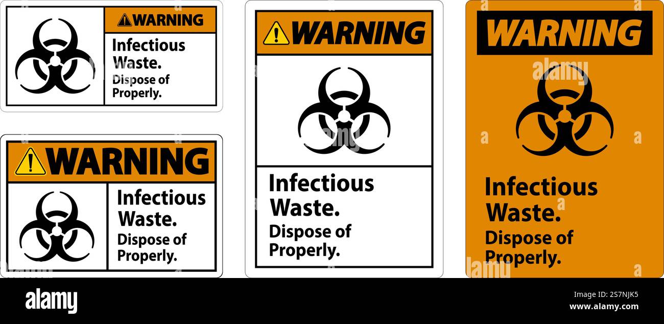 Biohazard Warning Label Infectious Waste, Dispose Of Properly Stock ...