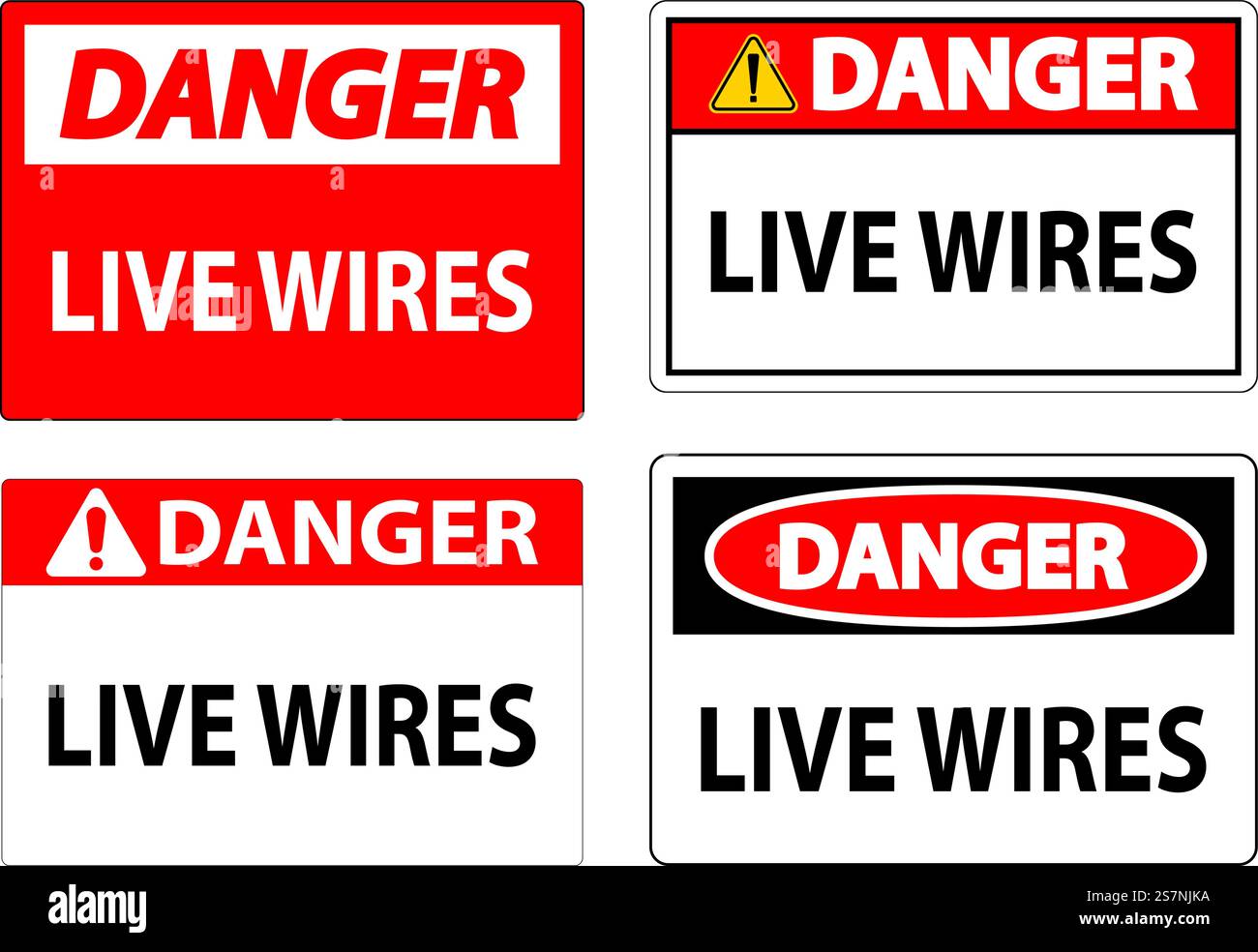 Danger Sign Live Wires On White Background Stock Vector Image & Art - Alamy