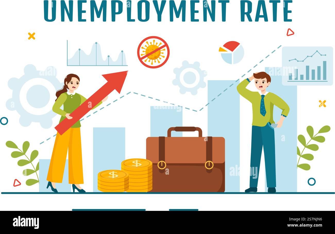 Unemployment Rate Vector Illustration with Many People Looking for a ...