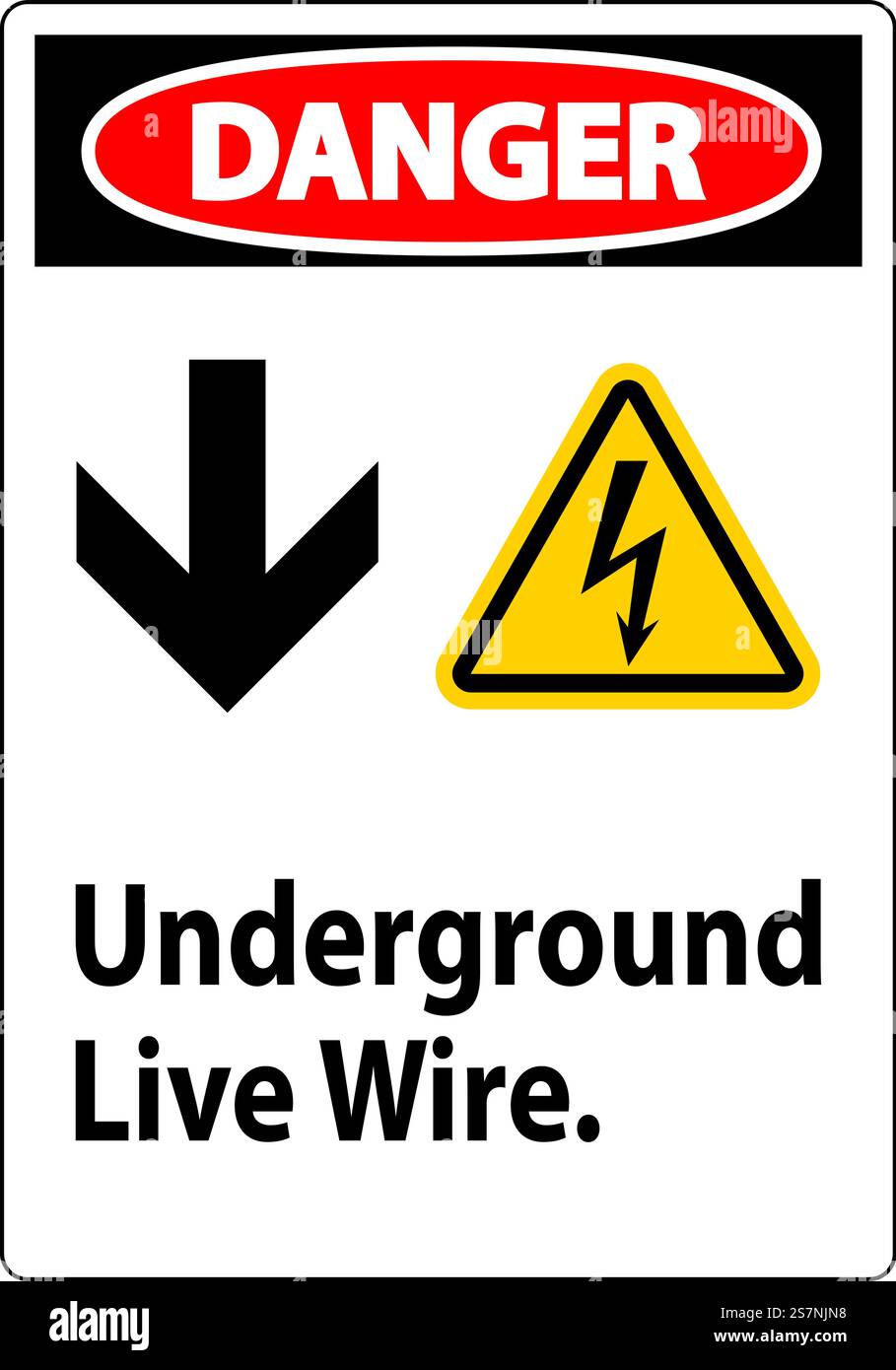 Danger Sign, Underground Live Wire Stock Vector Image & Art - Alamy