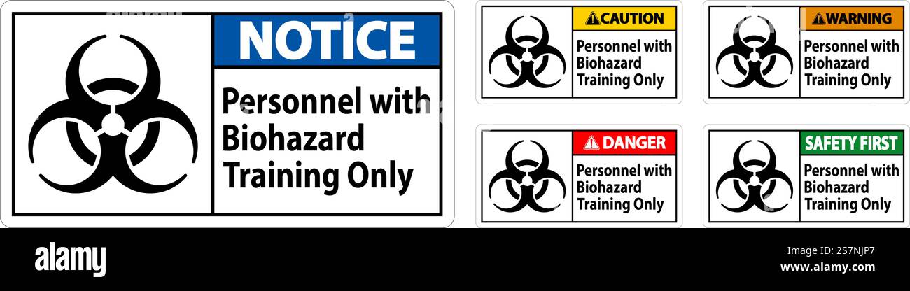 Warning Label Personnel With Biohazard Training Only Stock Vector Image ...