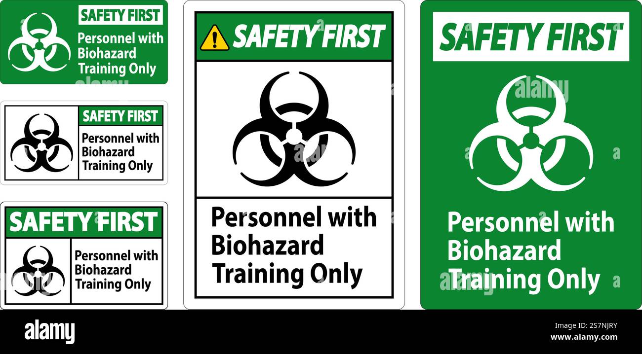 Safety First Label Personnel With Biohazard Training Only Stock Vector ...