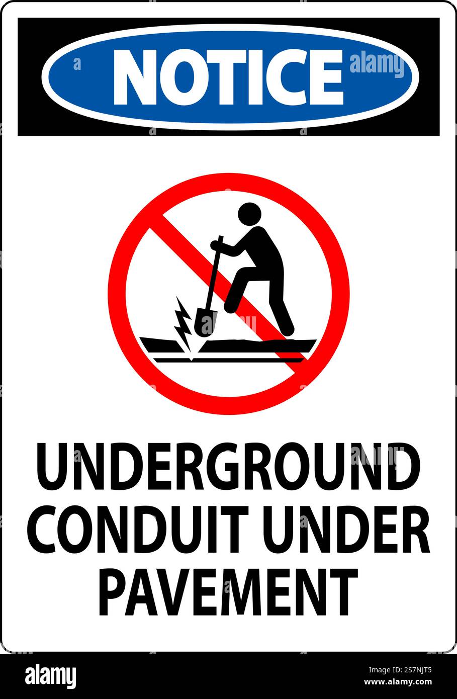 Notice Sign, Underground Conduit Under Pavement Stock Vector Image ...