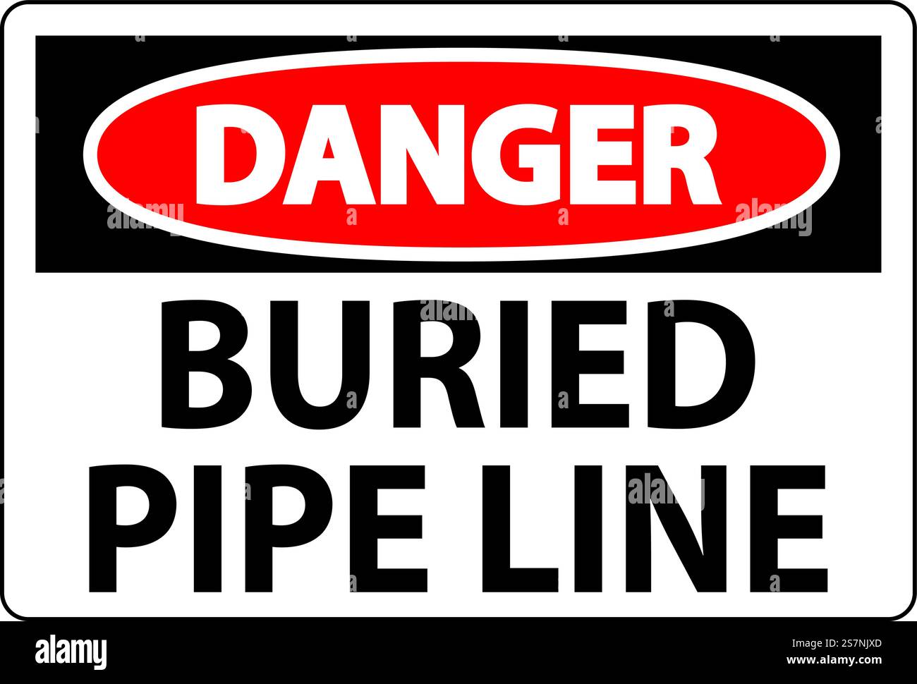 Danger Sign Buried Pipe Line On White Background Stock Vector Image ...