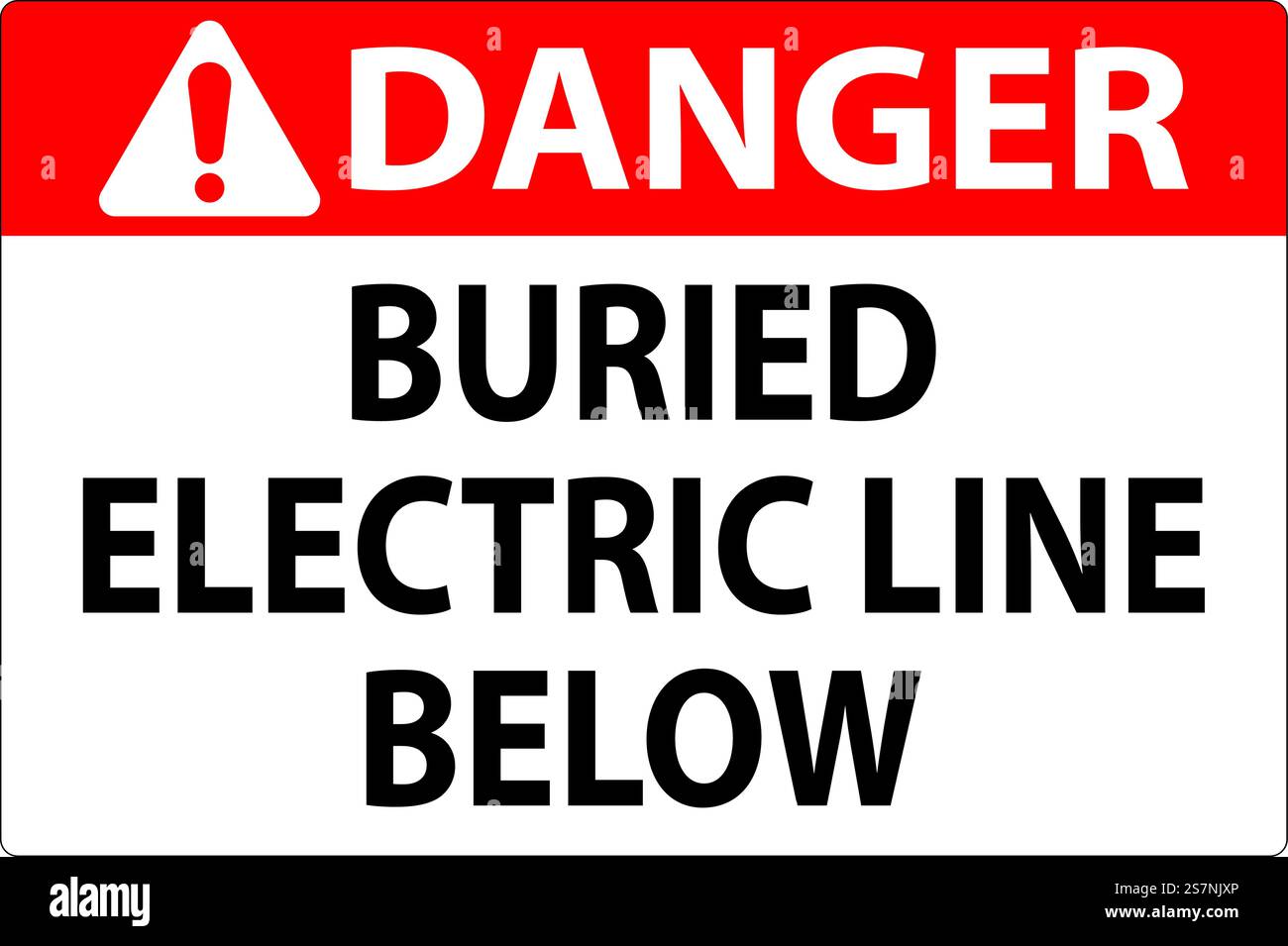 Danger Sign Buried Electric Line Below On White Background Stock Vector ...