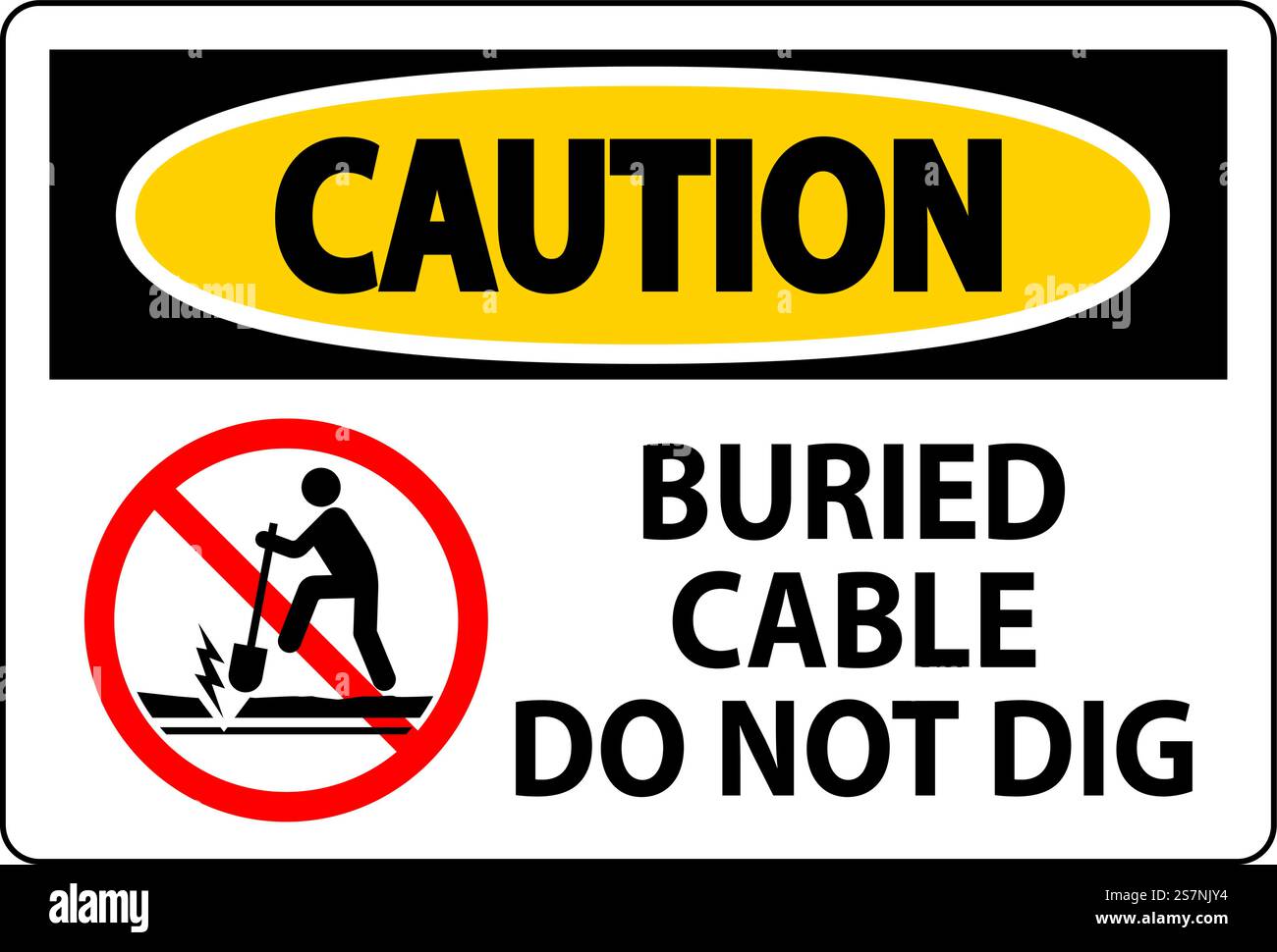 Caution Sign Buried Cable, Do Not Dig On White Background Stock Vector ...