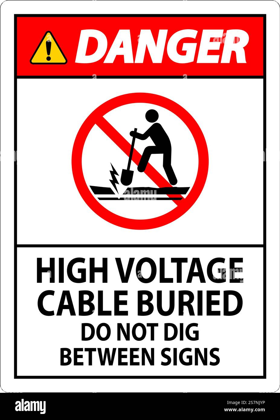 Danger Sign High Voltage Cable Buried. Do Not Dig Between Sign Stock ...