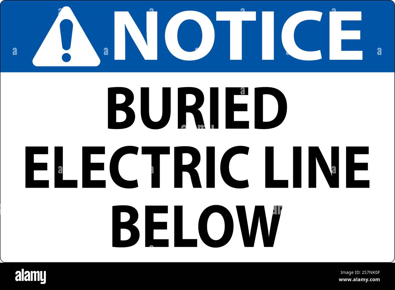Notice Sign Buried Electric Line Below On White Background Stock Vector ...