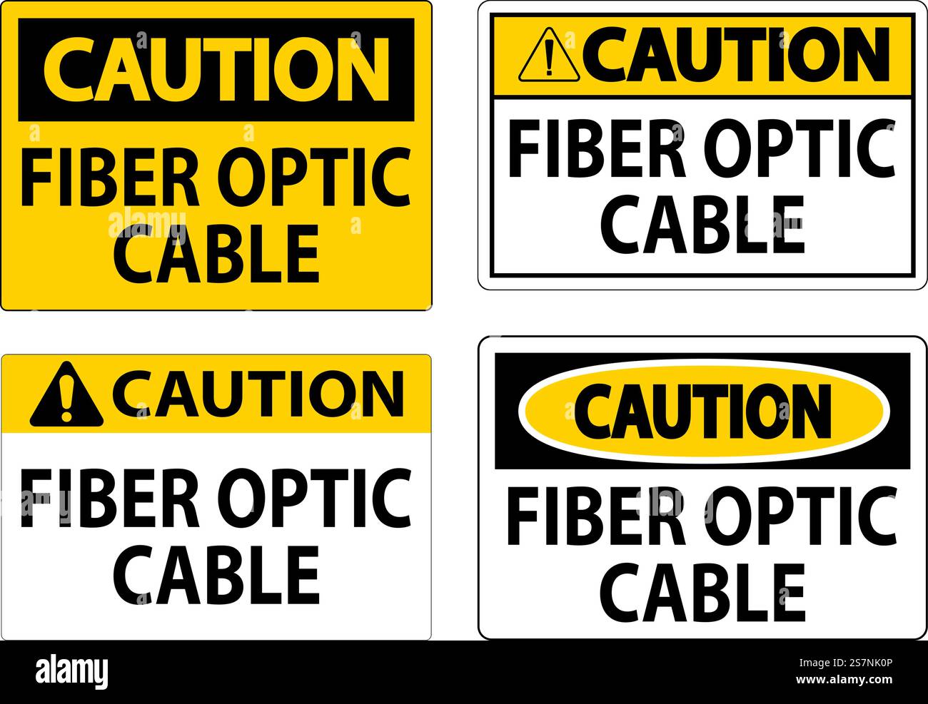 Caution Sign, Fiber Optic Cable Sign Stock Vector Image & Art - Alamy