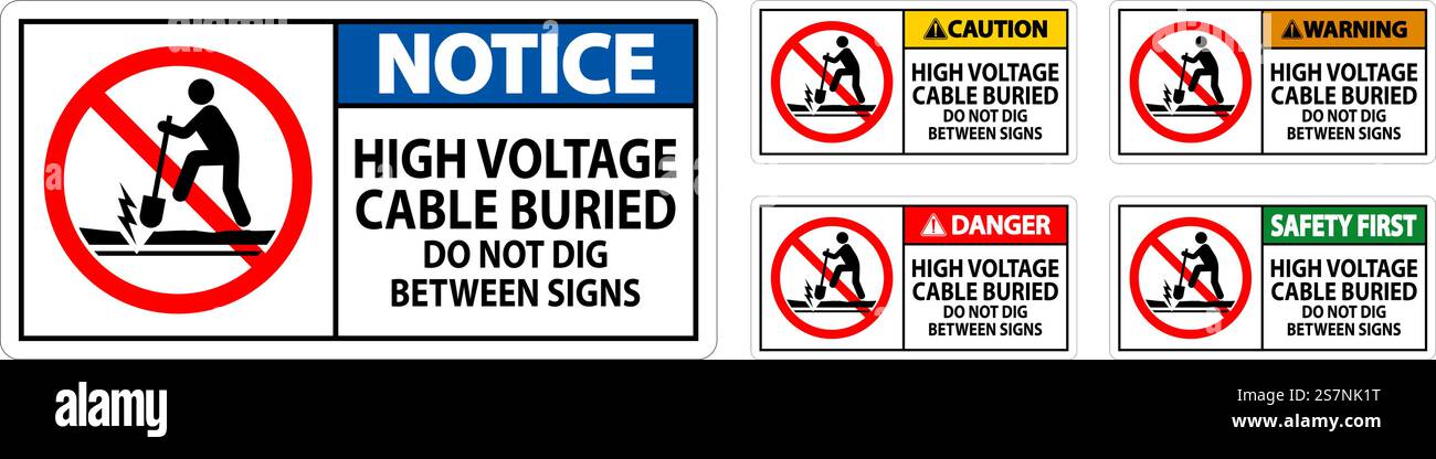 Danger Sign High Voltage Cable Buried. Do Not Dig Between Sign Stock ...
