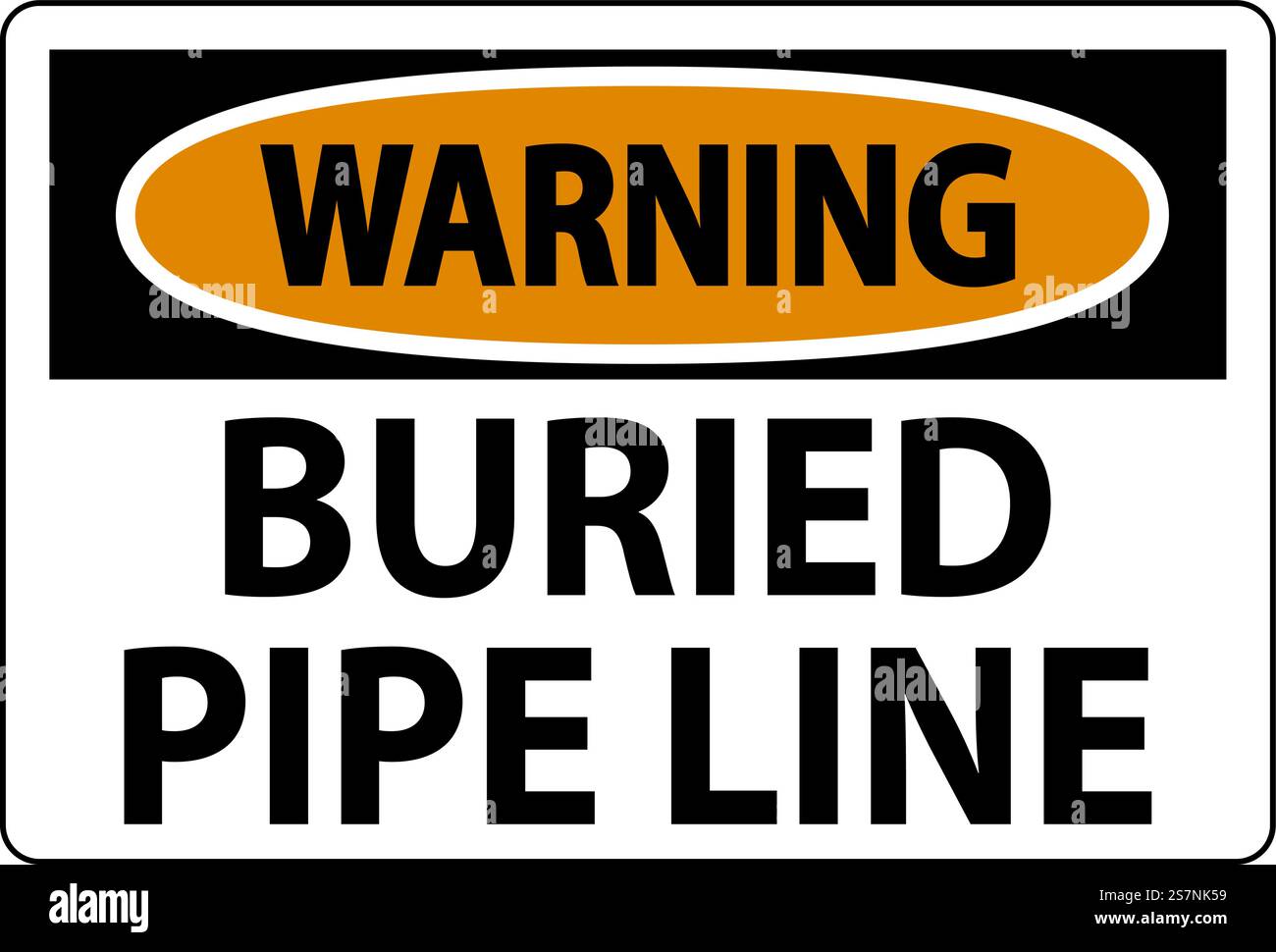 Warning Sign Buried Pipe Line On White Background Stock Vector Image ...