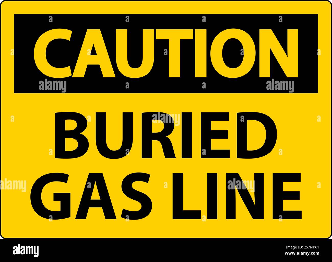 Caution Sign Buried Gas Line On White Background Stock Vector Image ...