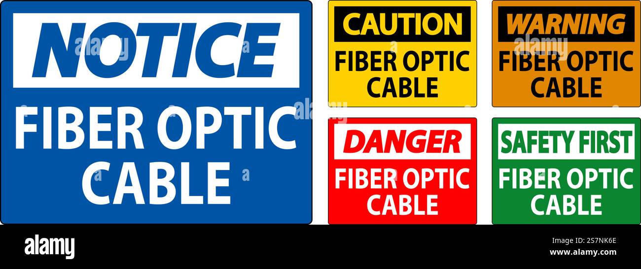 Caution Sign, Fiber Optic Cable Sign Stock Vector Image & Art - Alamy