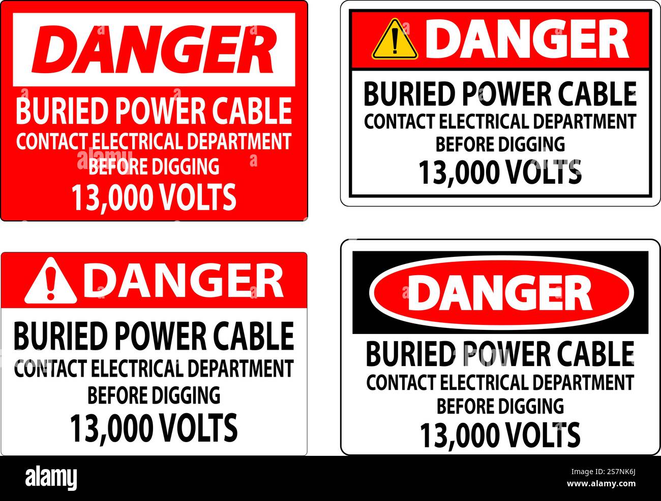 Danger Sign Buried Power Cable Contact Electrical Department Before ...
