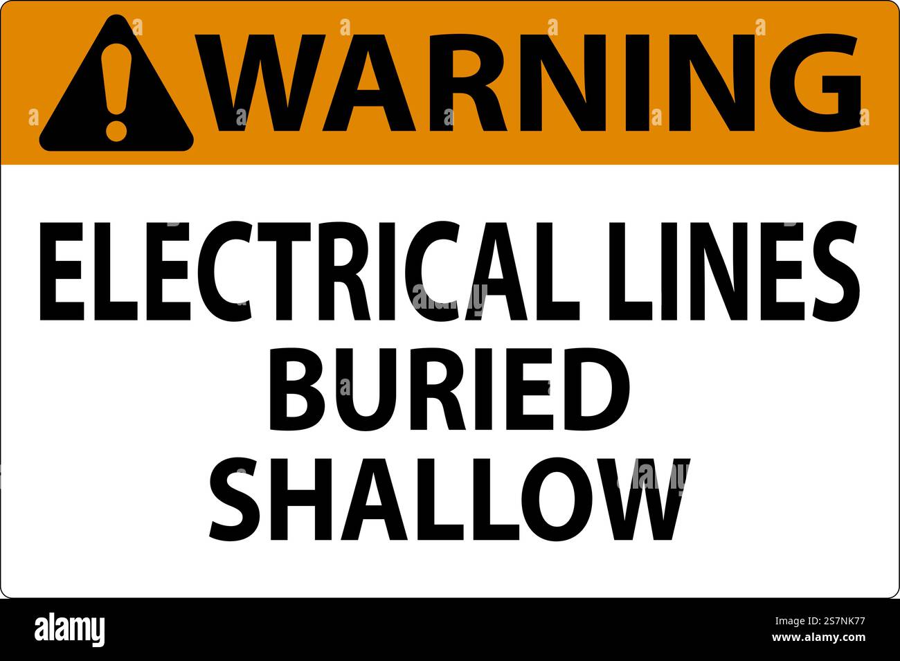 Warning Sign Electrical Lines, Buried Shallow On White Bacground Stock ...