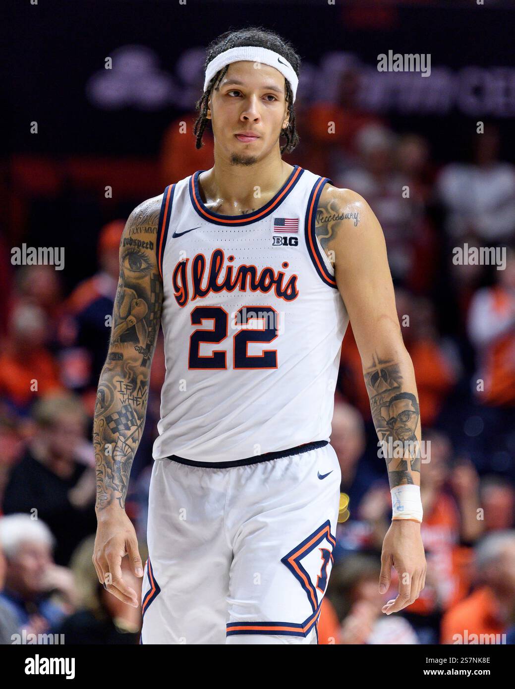 Illinois' Tre White during an NCAA college basketball game Saturday ...
