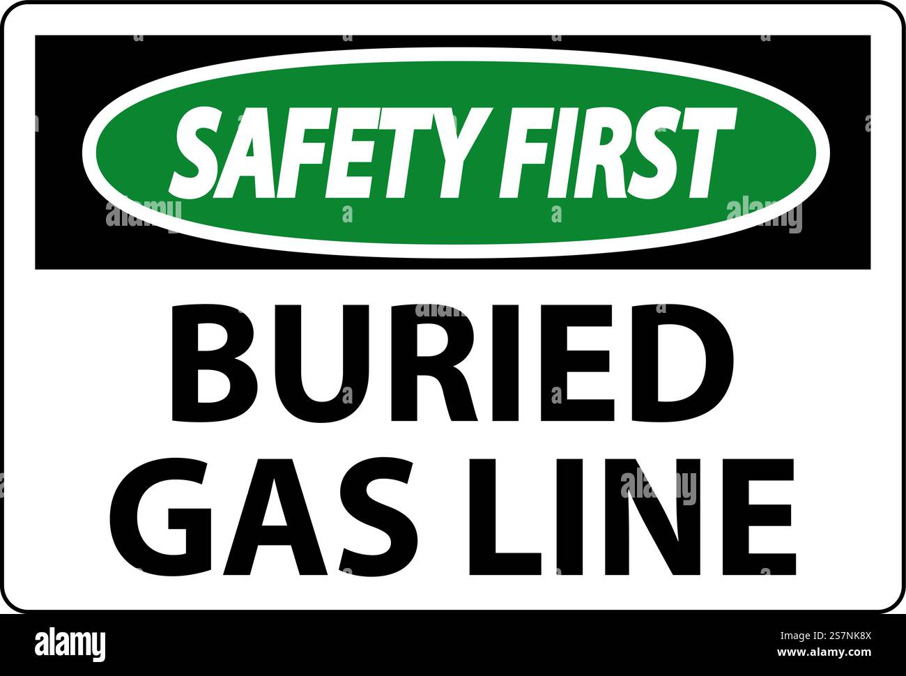 Safety First Sign Buried Gas Line On White Background Stock Vector ...