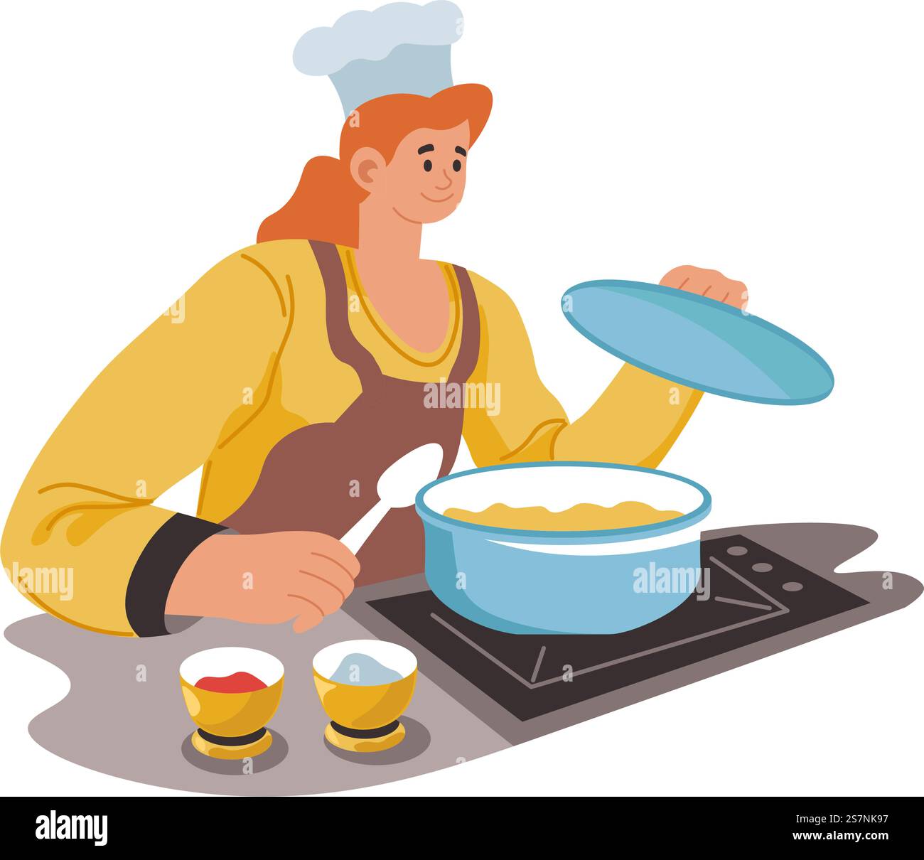 Professional cook trying meal on stove hi-res stock photography and ...