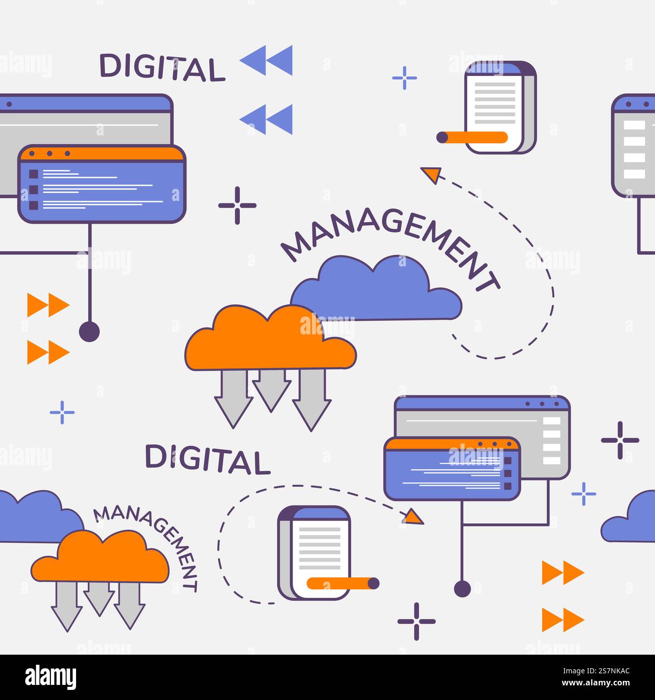 Management and digitalization, working on cloud services saving and ...