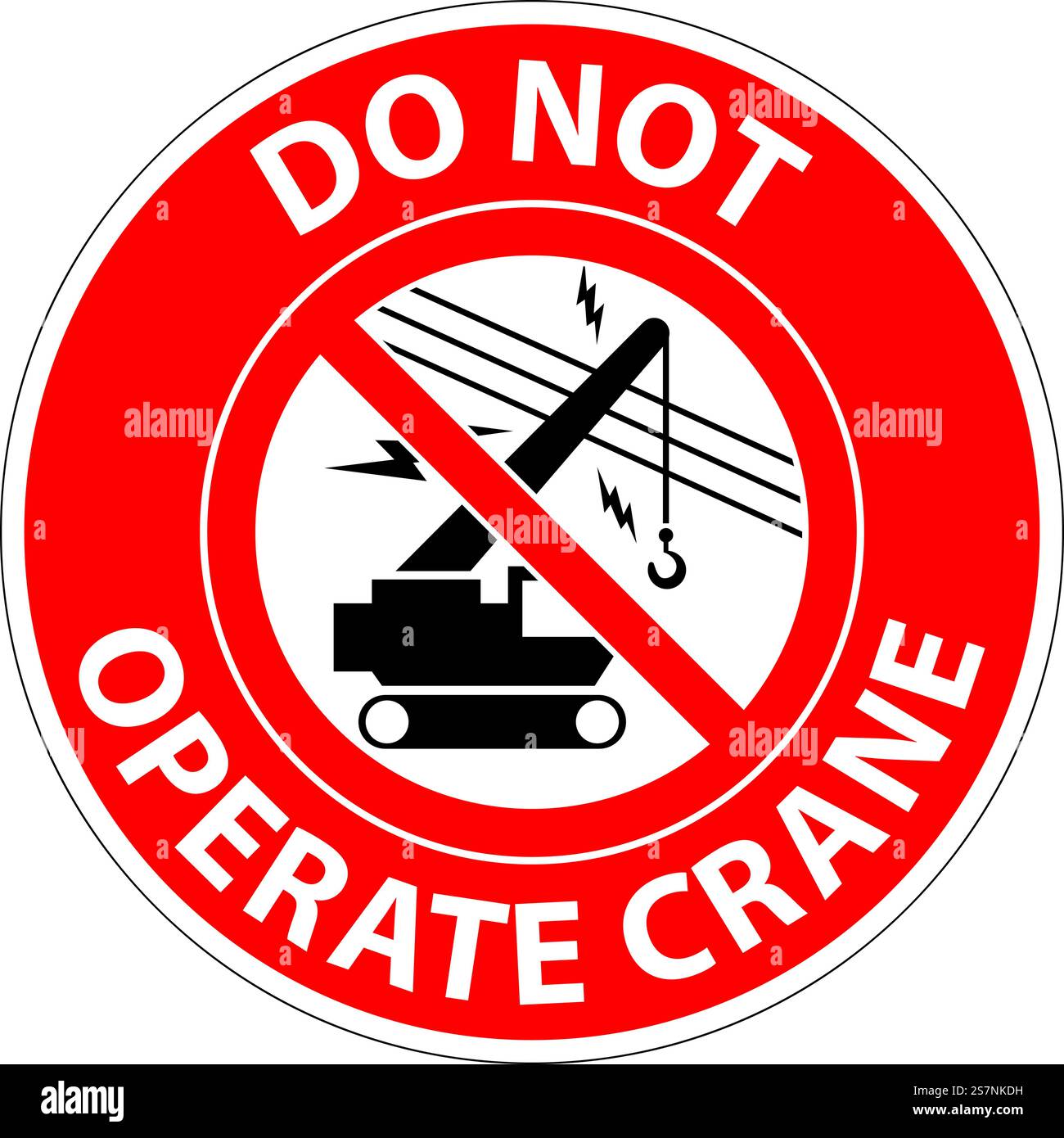 Prohibition Sign Do Not Operate Crane Overhead Power Lines Symbol Stock ...