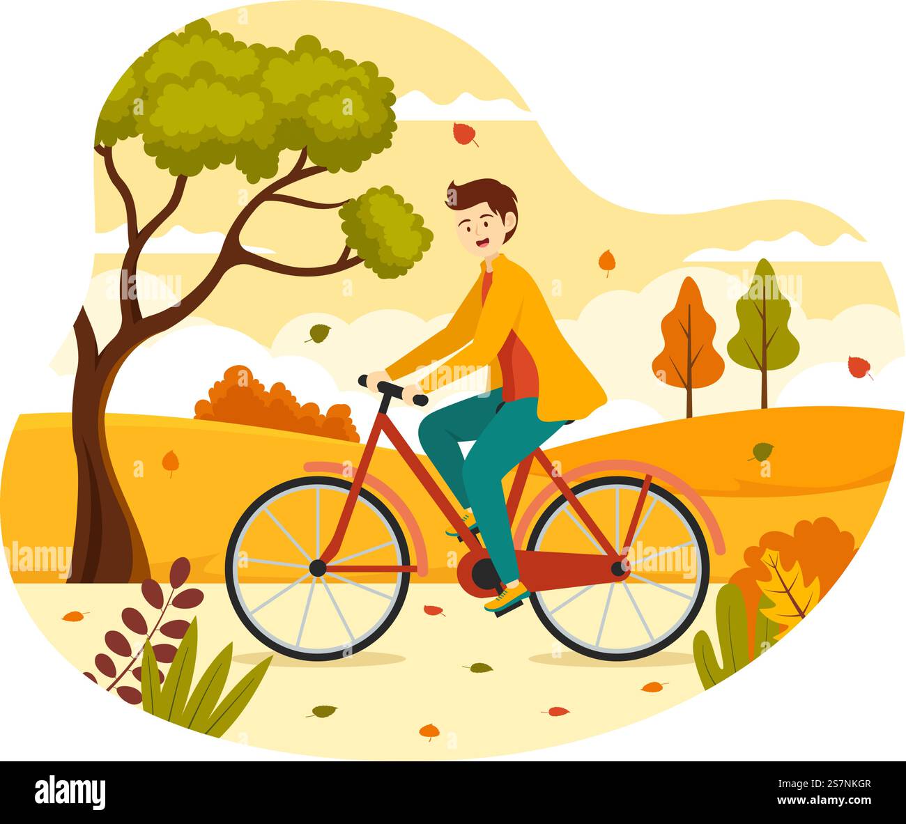 Fall Activity Vector Illustration with Activities like a People Rides a ...