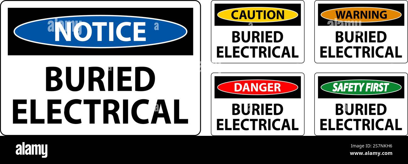 Danger Sign Buried Electrical On White Bacground Stock Vector Image ...