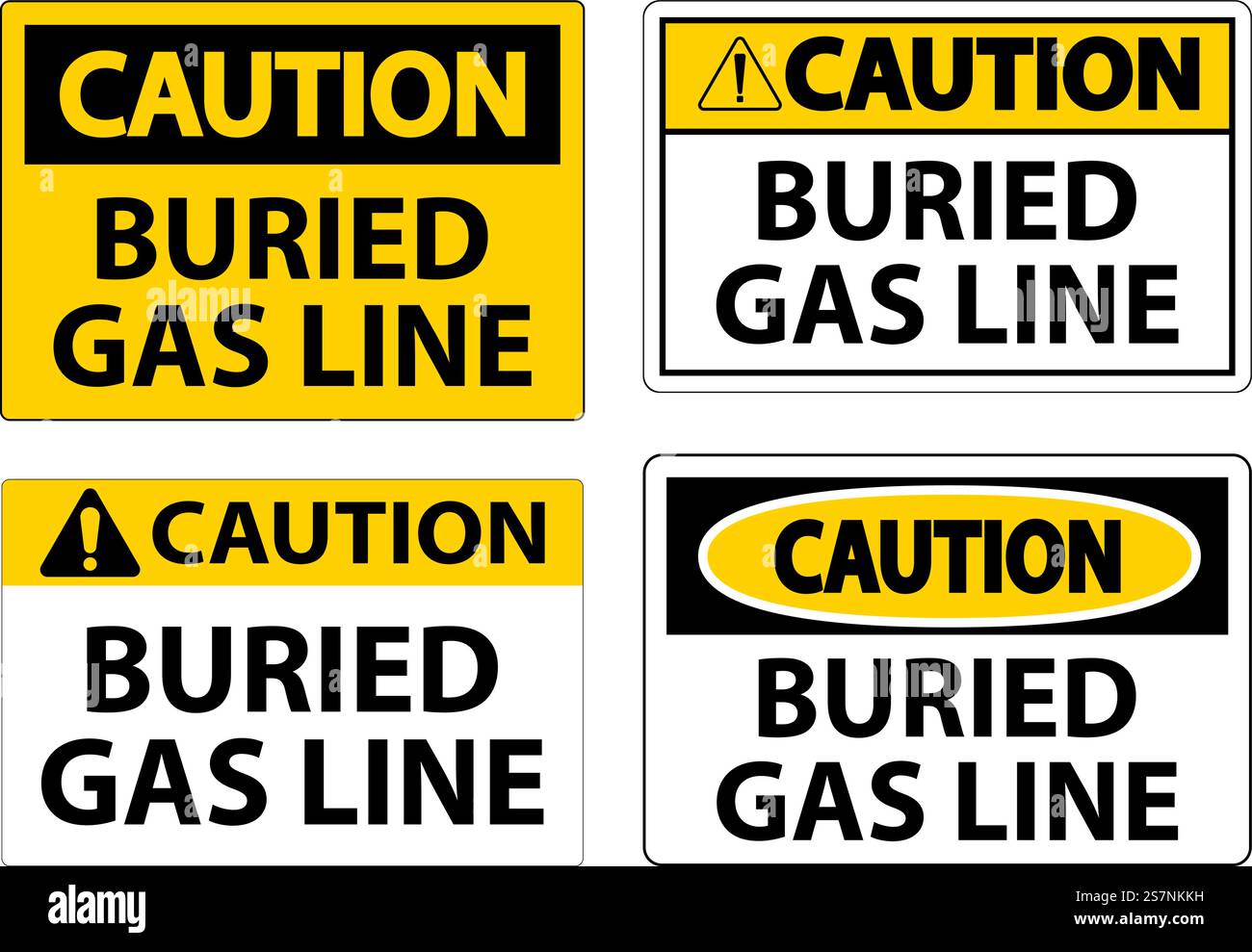 Caution Sign Buried Gas Line On White Background Stock Vector Image ...
