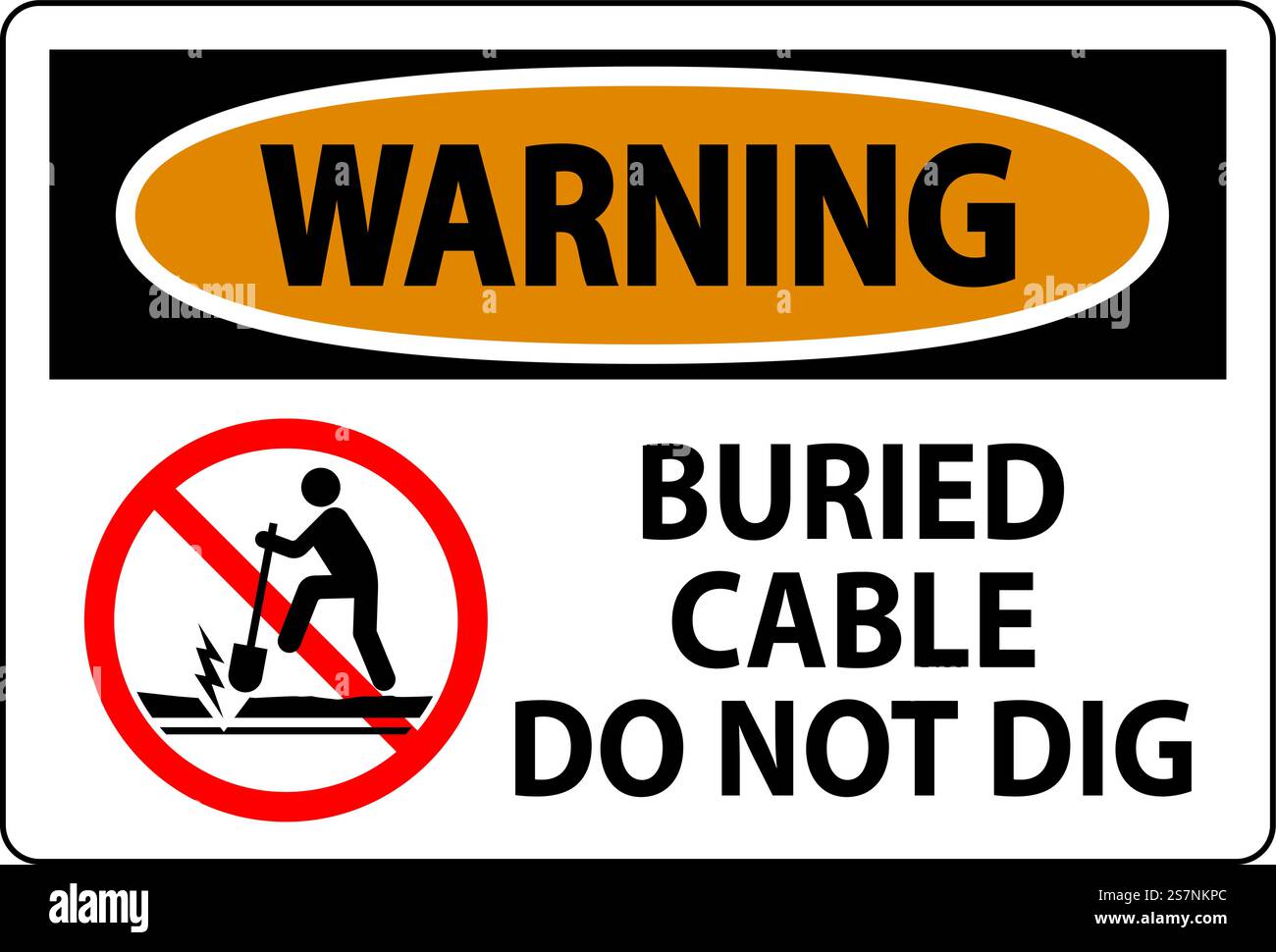 Warning Sign Buried Cable, Do Not Dig On White Background Stock Vector ...
