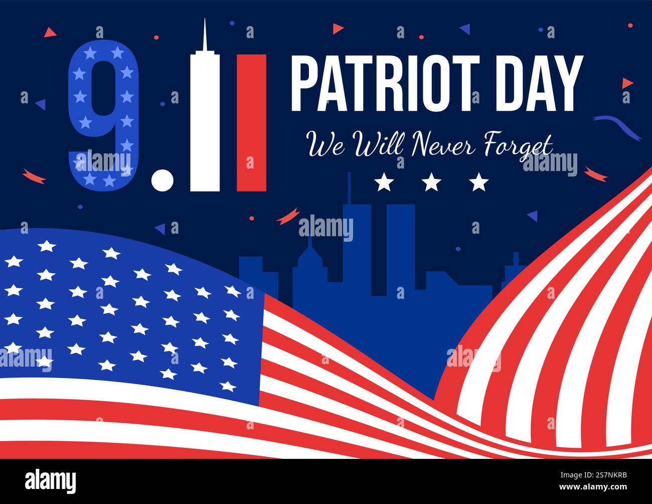Happy USA Patriot Day Vector Illustration with United States Flag, 911 ...