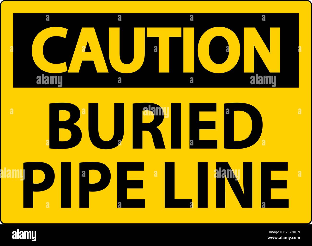 Caution Sign Buried Pipe Line On White Background Stock Vector Image ...