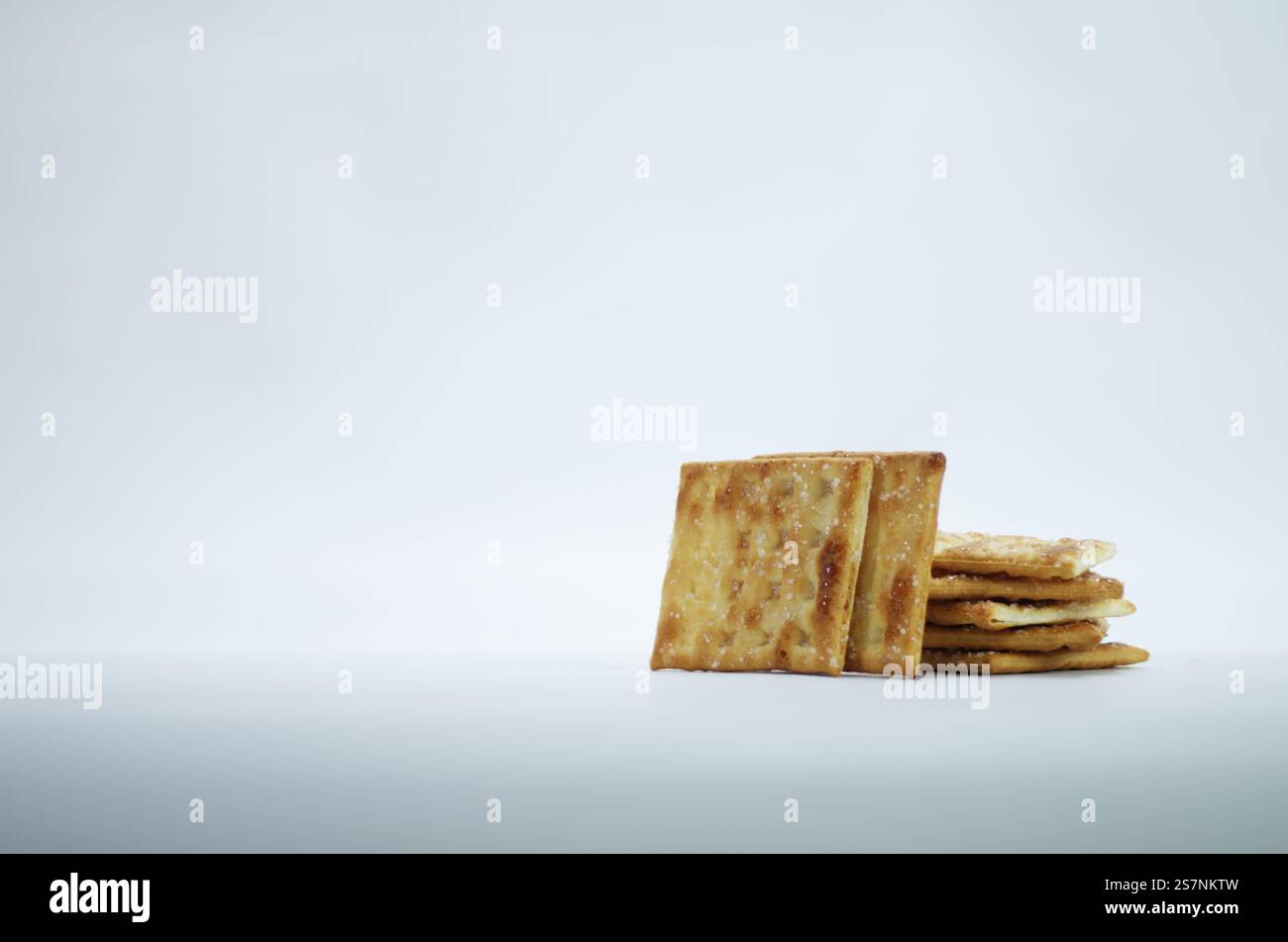 Stack of Salty Crackers Isolated on a Plain White Background Stock ...