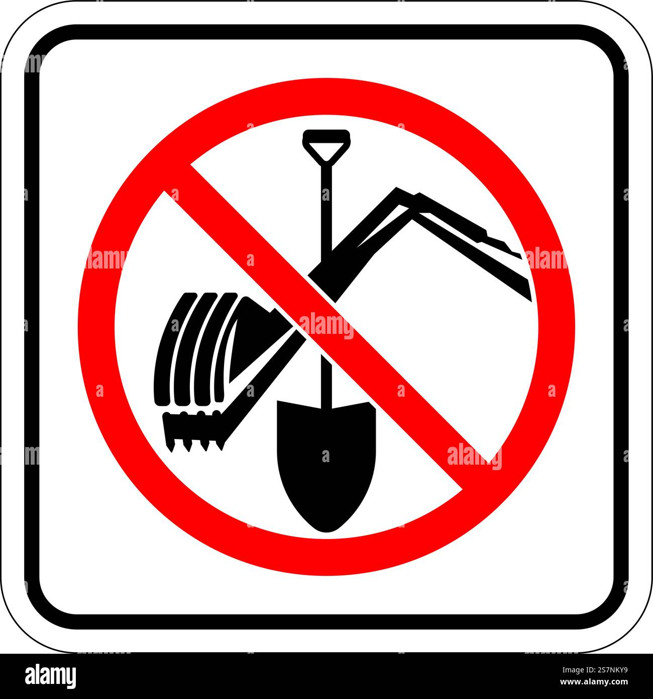 No Digging Sign, No Digging Spade and Crane Symbol Stock Vector Image ...