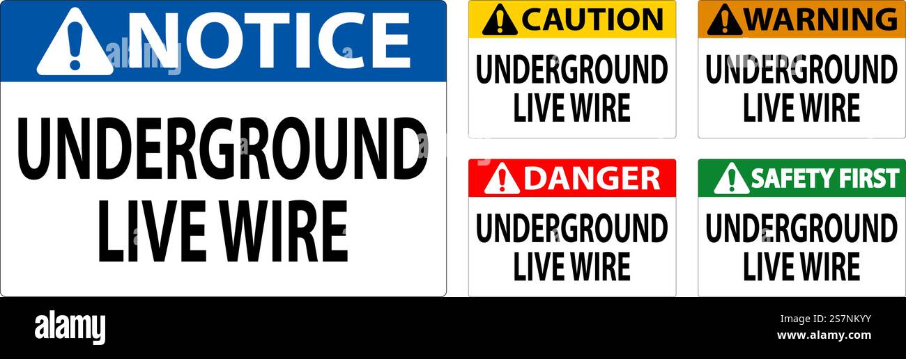 Danger Sign, Underground Live Wire Stock Vector Image & Art - Alamy