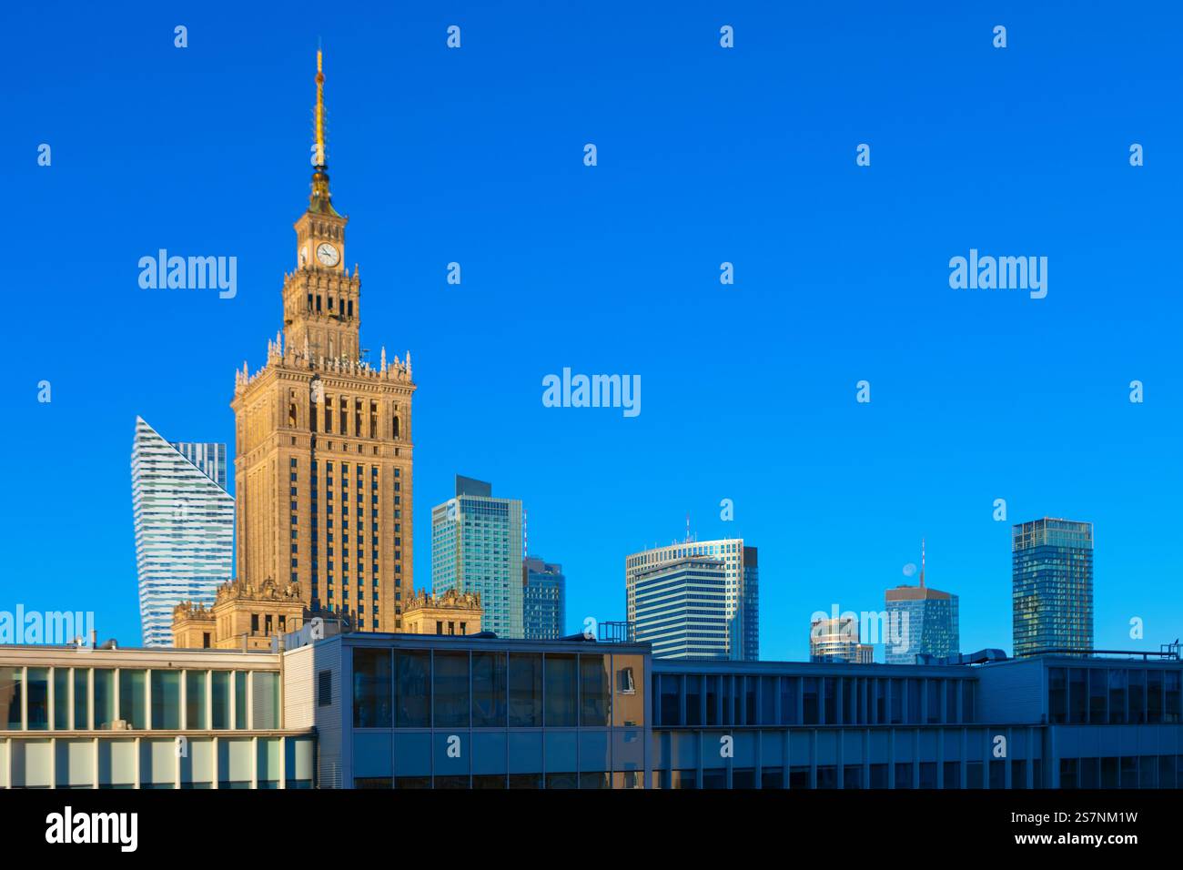 Skyline of Warsaw, Poland, featuring iconic Palace of Culture and ...