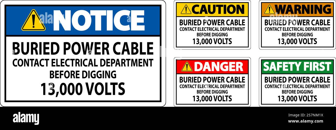 Danger Sign Buried Power Cable Contact Electrical Department Before ...
