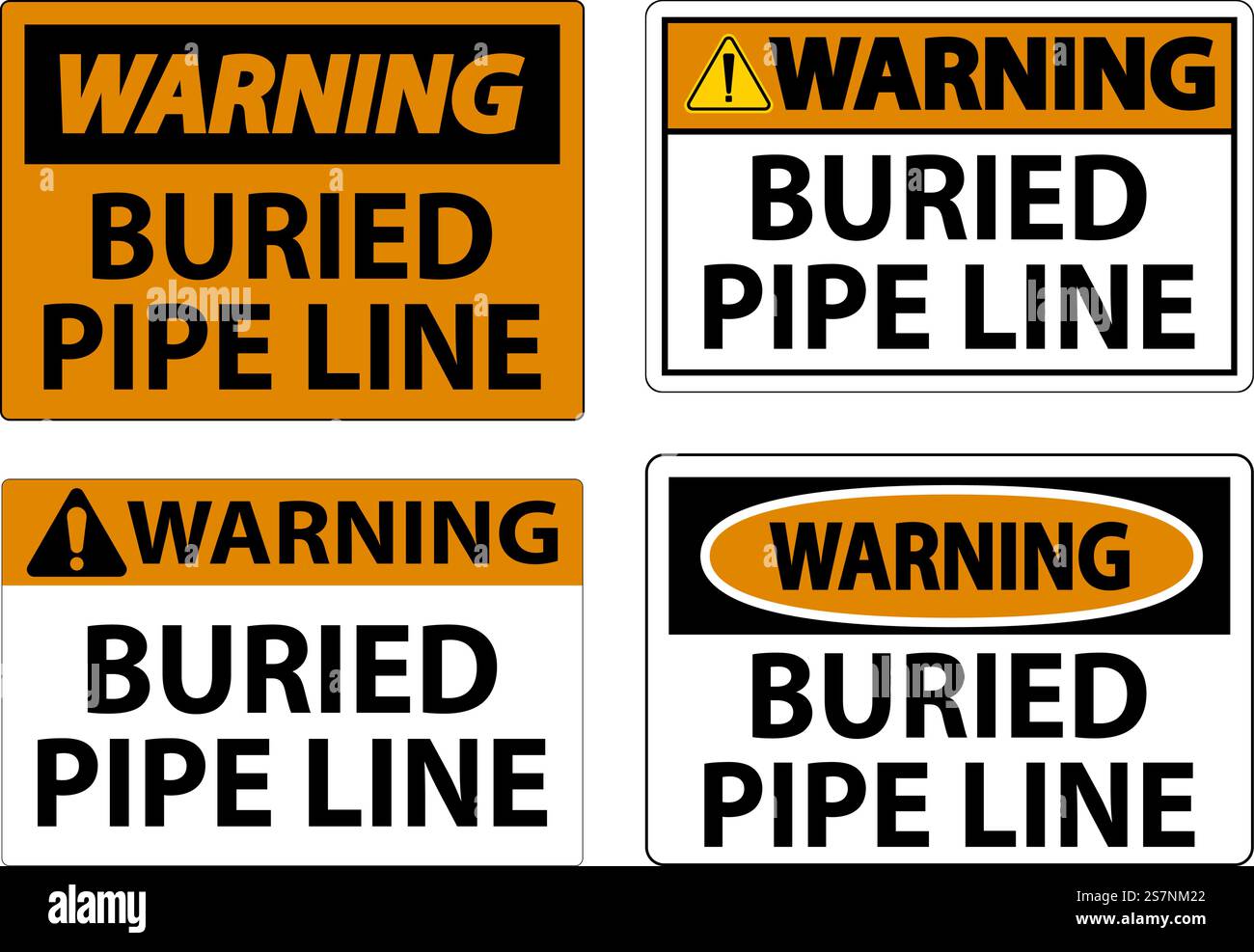 Warning Sign Buried Pipe Line On White Background Stock Vector Image ...