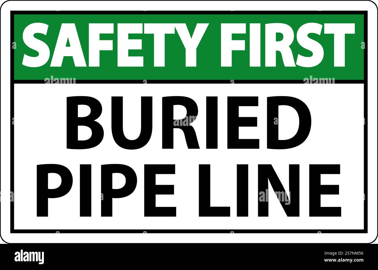 Safety First Sign Buried Pipe Line On White Background Stock Vector ...
