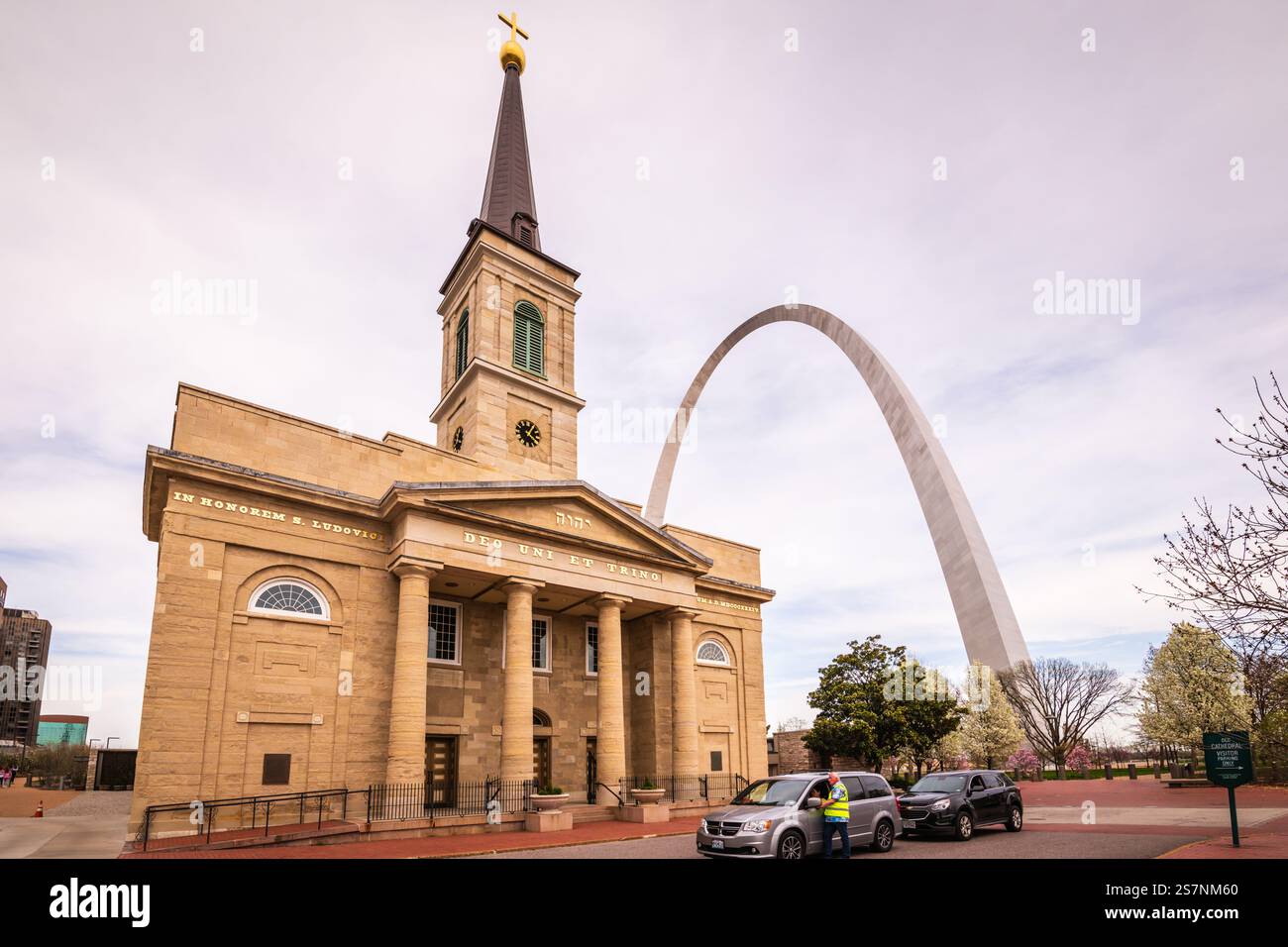 St. Louis, MO USA - April 10, 2019: Framed by the Gateway Arch, the Old ...