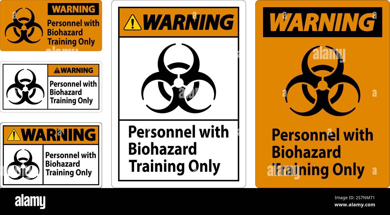 Warning Label Personnel With Biohazard Training Only Stock Vector Image ...