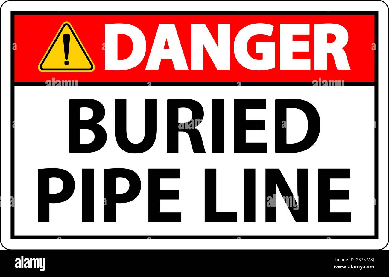 Danger Sign Buried Pipe Line On White Background Stock Vector Image ...