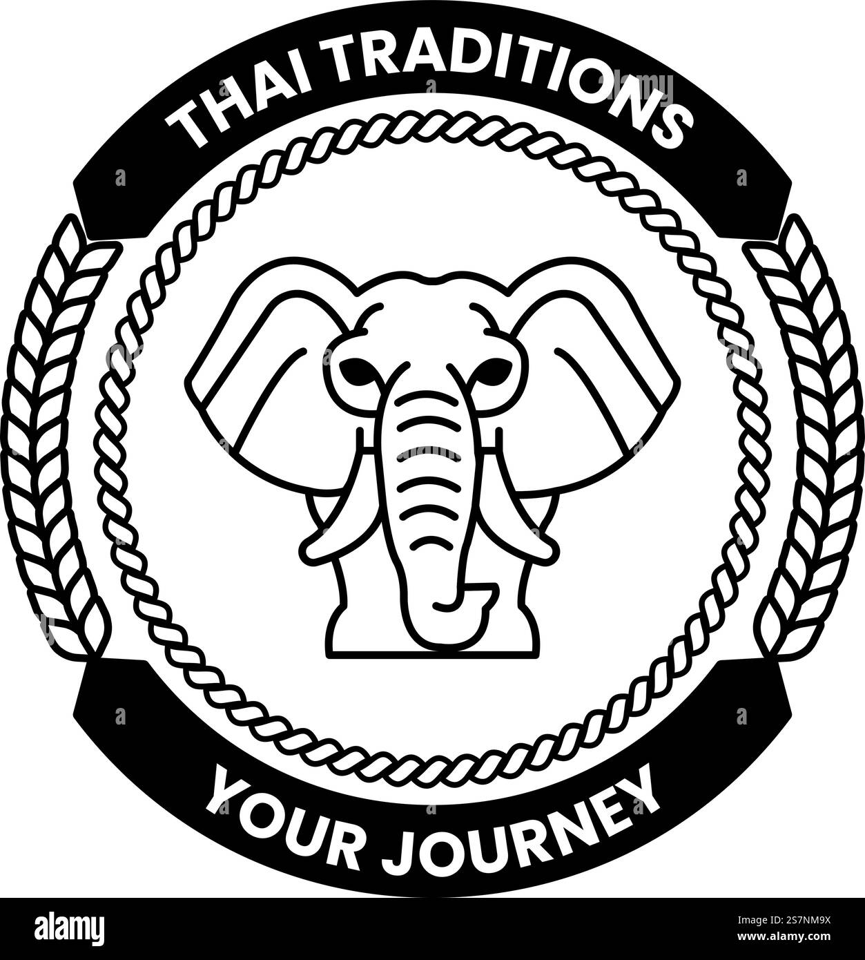 An illustration in the concept of Thai elephants in line style Stock ...