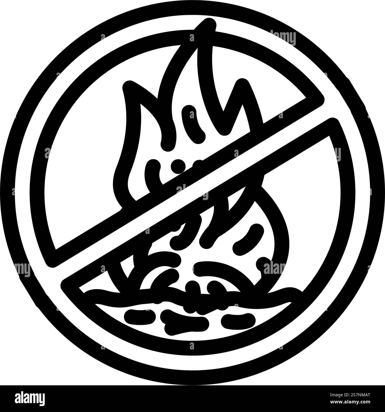no open fire flame emergency line icon vector. no open fire flame ...