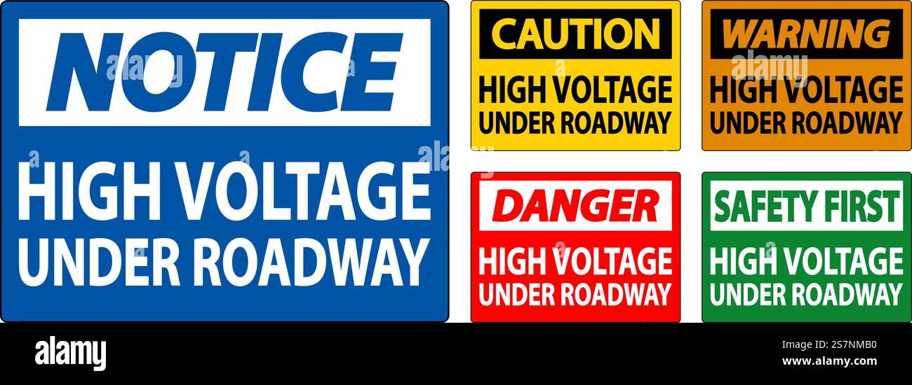 Danger Sign High Voltage Under Roadway Stock Vector Image & Art - Alamy