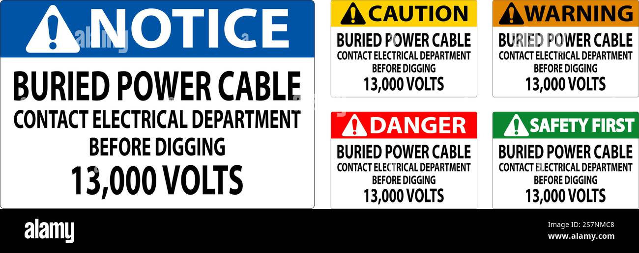Danger Sign Buried Power Cable Contact Electrical Department Before ...