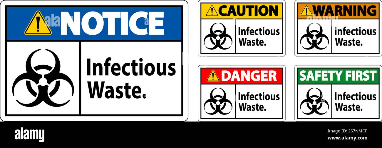 Warning Label Infectious Waste Sign Stock Vector Image & Art - Alamy
