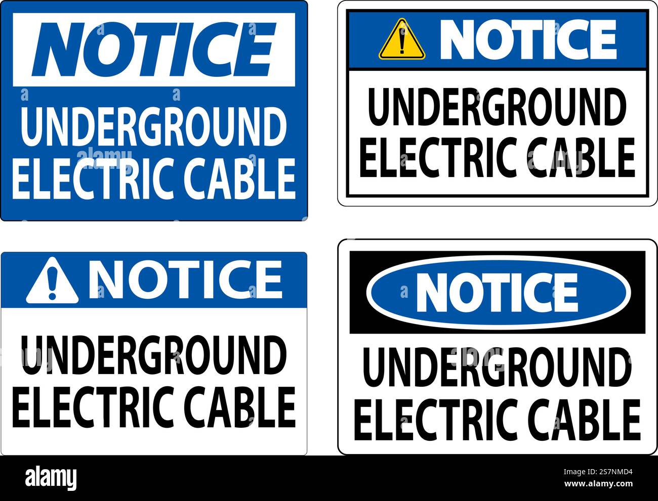 Notice Sign, Underground Electric Cable Stock Vector Image & Art - Alamy