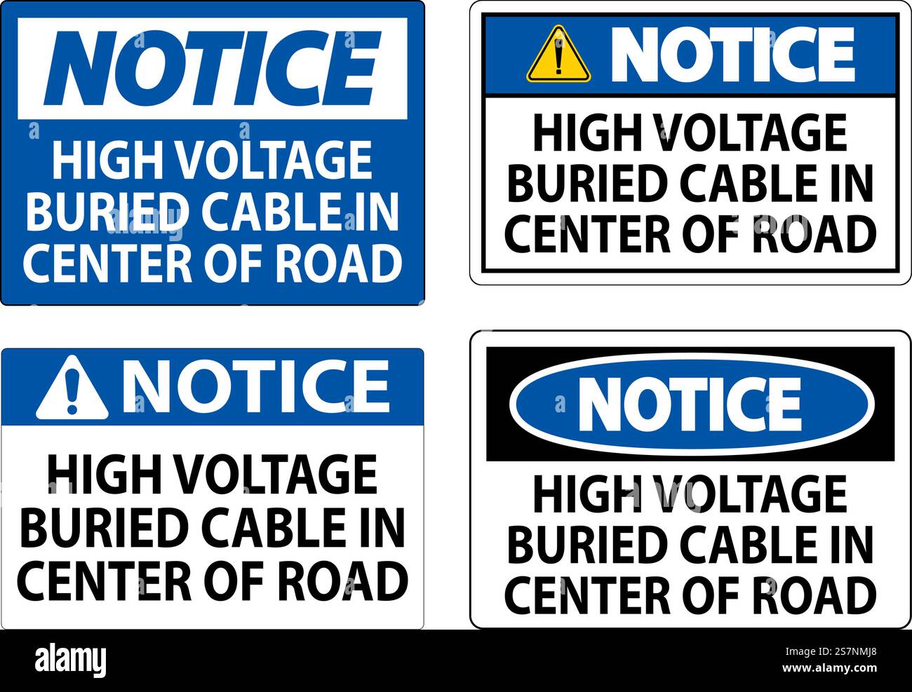 Notice Sign High Voltage Buried Cable In Center Of Road Stock Vector ...