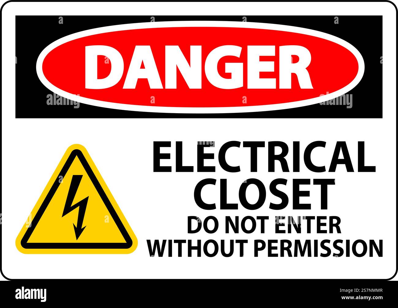 Danger Sign Electrical Closet - Do Not Enter Without Permission Stock ...